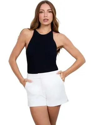 Trina Turk Intercontinental Ribbed Knit High-neck Racerback Tank - Ink