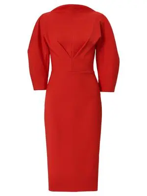 Carolina Herrera Bi-stretch Wool Tailored Sheath Dress - Red