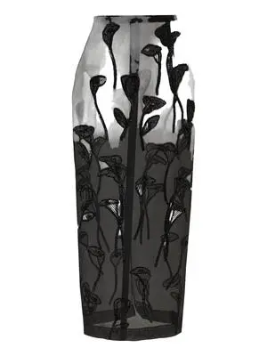 Carolina Herrera Embellished Crepe Silk Organza Ankle-length Skirt - Black