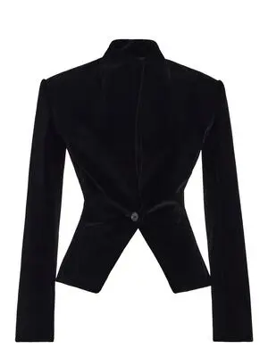 BRANDON MAXWELL Alora Single-Breasted Bonded Velvet Jacket