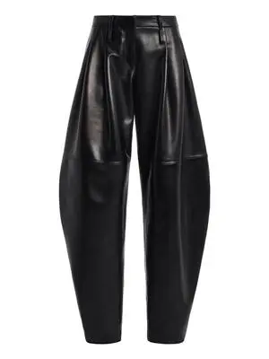Brandon Maxwell The Dean Pleated Nappa Leather Balloon Pants - Black