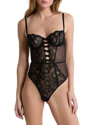 ETAM Grace Lace Underwire Teddy - Black