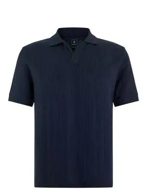 Boggi Milano Jacquard Open-collar Polo Shirt - Blue