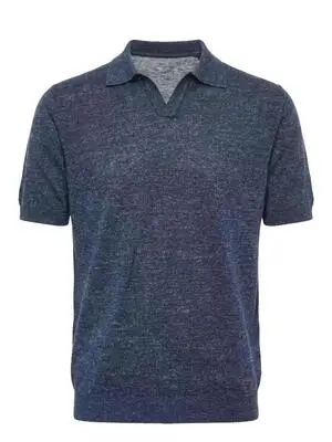 GRAN SASSO V-neck Polo Shirt - Blue