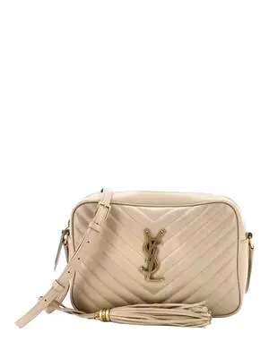 Saint Laurent Lou Camera Bag Matelasse Chevron Leather Crossbody Bag - Neutrals