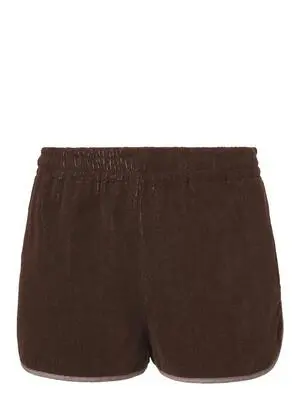 Versace Logo Cotton Terry Shorts - Brown