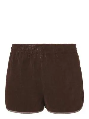 Versace Logo Cotton Terry Shorts - Brown