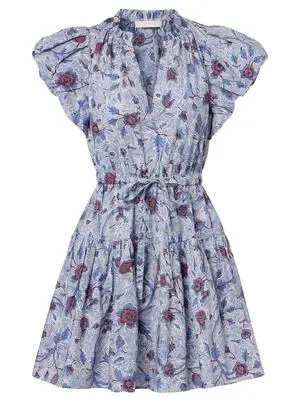 Ulla Johnson Izel Floral Cotton Minidress - Blue