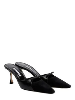 Manolo Blahnik Tapidpla Leather Mules - Black