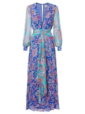 Rixo Meera Floral Maxi Dress - Blue