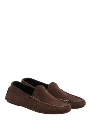 THE ROW Lucca Suede Loafers Brown