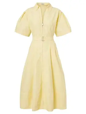 Simkhai Belted Cotton-blend Shirt Dress - Yellow