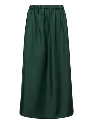 Asceno Roma Silk Twill Maxi Skirt - Green