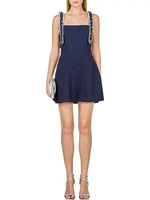 Endless Rose Bead Embellished Fit & Flare Minidress - Navy