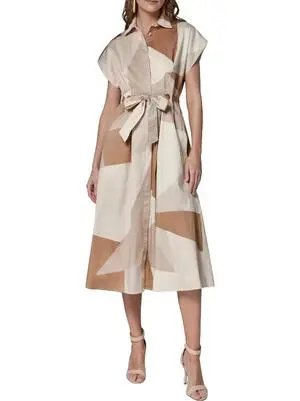 Donna Karan New York Print Tie Waist Shirt Dress - Umbria/sca