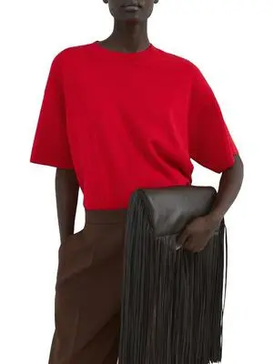 Mango Oversized Short Sleeve Sweater - Red
