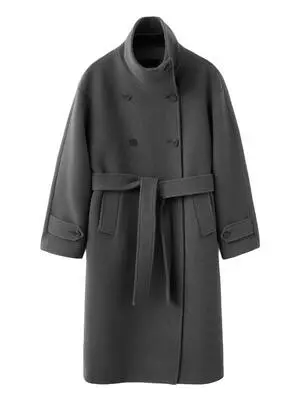 Mango Belted Virgin Wool Blend Coat - Grey