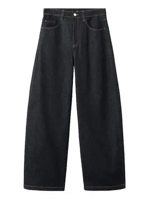 Mango Mid-Rise Balloon Jeans Open Blue