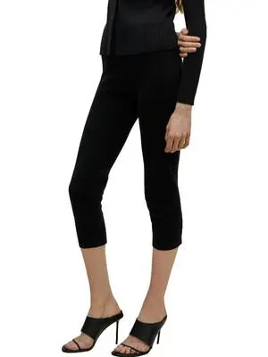 Mango Cotton Knit Capri Pants - Black