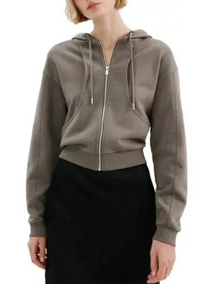 Mango Seamed Terry Zip Hoodie - Grey