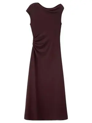Mango Ruched Maxi Dress - Wine