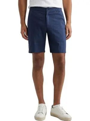 Bugatchi Aerolinen Linen Blend Shorts Navy