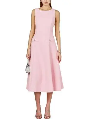 Endless Rose Sleeveless Tweed Midi Dress - Pink