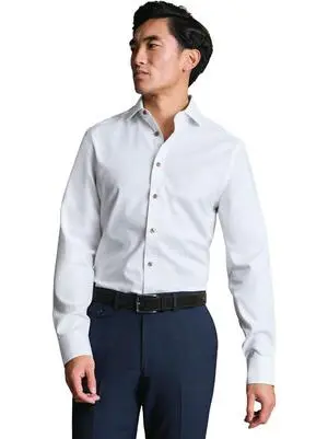 CHARLES TYRWHITT Non-iron Stretch Printed Trim Shirt White