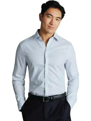 CHARLES TYRWHITT Non-iron Royal Oxford Shirt - Ice Blue