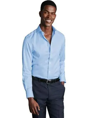 CHARLES TYRWHITT Non-iron Puppytooth Shirt - Sky Blue