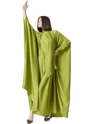 LE FAFO Luna Silk Scarf Kaftan Green