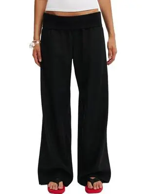 COTTON ON Haven Fold Over Wide Leg Pants - Black