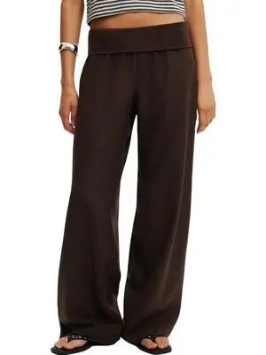 COTTON ON Haven Fold Over Pant - Dark Oak