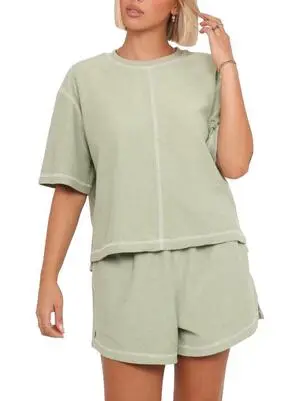 PETAL & PUP Knit T-shirt And Shorts Set - Matcha