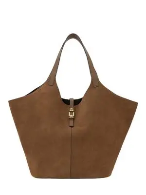 REISS Leather And Suede Tote - Tan