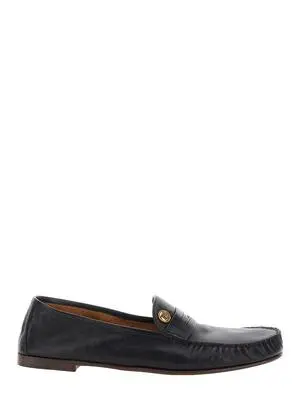 Versace VERSACE Grain Leather Penny Loafers Black