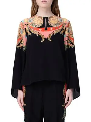 Etro Silk Blend Top With Statement Print - Black