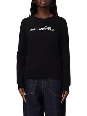 Karl Lagerfeld Crewneck Sweatshirt With Logo Detail - Black