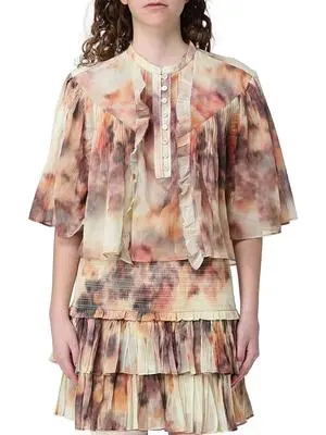 Isabel Marant Étoile Isabel Marant Etoile Pink Tie-Dye Top With Ruffle Details Beige