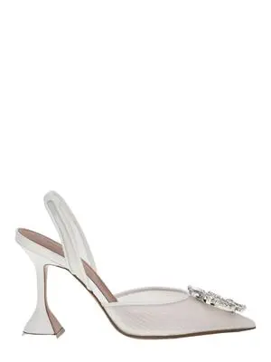 Amina Muaddi Embellished Slingback Pumps - White