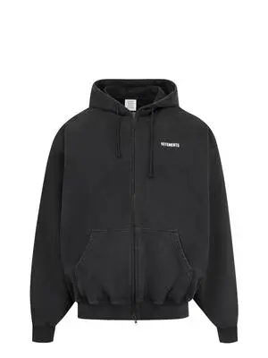 Vetements Iconic Logo Zip-up Hoodie - Black