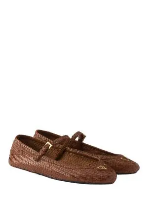 Prada Leather Ballerinas - Brown
