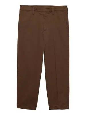 Prada Cotton Gabardine Slim Fit Trousers - Brown