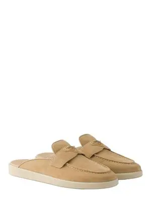 Prada Suede Mules - Neutral