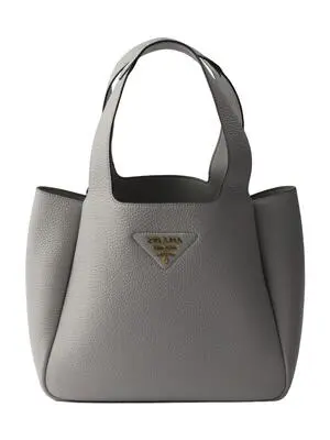 Prada Small Leather Tote - Grey