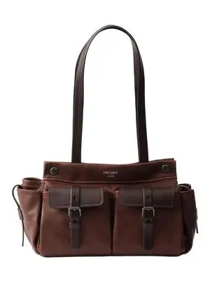 Prada Medium Leather Tote Bag - Brown