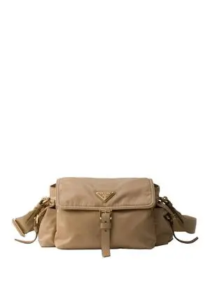Prada Medium Re-nylon Shoulder Bag With Flap - Brown