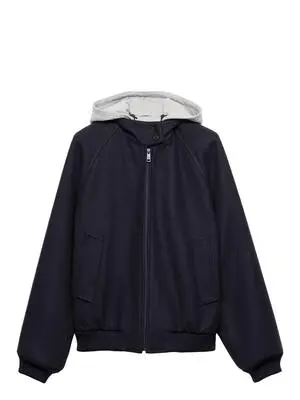 Prada Cloth And Cotton Fleece Jacket - Blue