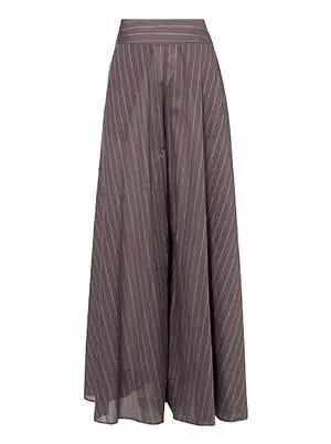 Palmer//harding Ultra-flare Stripe Cotton Trousers - Grey