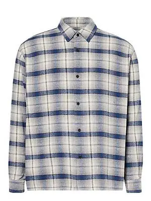 A.PRESSE Regular-fit Check Cotton-and-silk Shirt - Navy